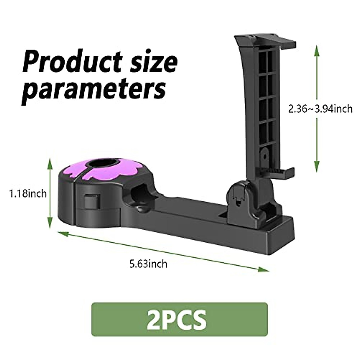 2 Pack of Upgraded 2 in 1 Car Seat Hooks 360 ° Rotation, with Cell Phone Holder, Hidden Seat Hooks, Can Hang Handbags, Purse, Toys, Groceries, Hook (2pcs-Purple)