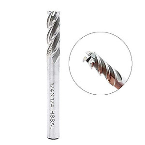 AUTOTOOLHOME 1/4 inch HSS 4 Flutes End Mills Milling Cutter End Drill Bit Straight Shank Pack of 2