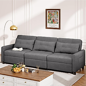 Aiho 84 Inch Convertible Sectional Sleeper Sofa, Pull Out Sofa Bed with Adjustment Backrest & Ottoman, Sectional Couch Bed for Living Room, Guest Room, Dark Grey