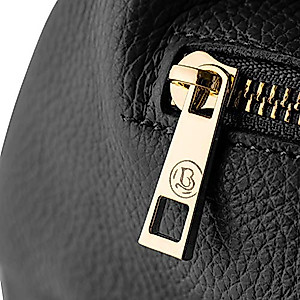 Baroncelli Italian Black Leather Purse for Women Genuine Soft Leather Medium Size Shoulder Crossbody Bag Made in Italy