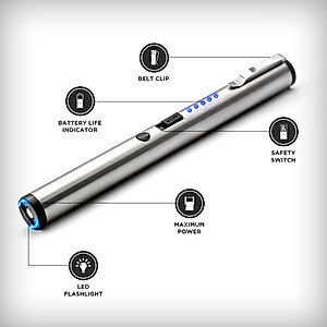 Guard Dog Security Enlight Pen Stun Gun with Flashlight, Self Defense Device, Battery Life Indicator, Belt Clip, Non Lethal Weapon for Women and Men, 6.10 Inches - Black