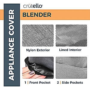 Crutello Blender Cover with Storage Pockets, Fits Machines Up to 8.25 x 9 x 17.75 Inches
