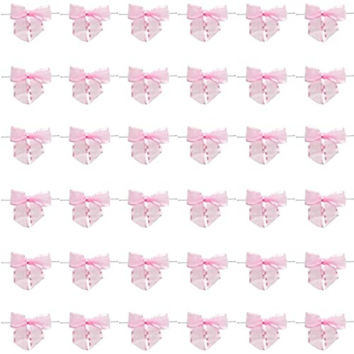 Pink Organza Bow Twist Ties for Favors and Treat Bags (1.5 Inches, 36 Pack)