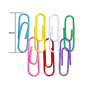 200 Paper Clips 28mm Colorful Paper Clips,Small Paper Clips Reusable Paper Clips for School, Office, Folders, Bookmarks, DIY Albums, Etc