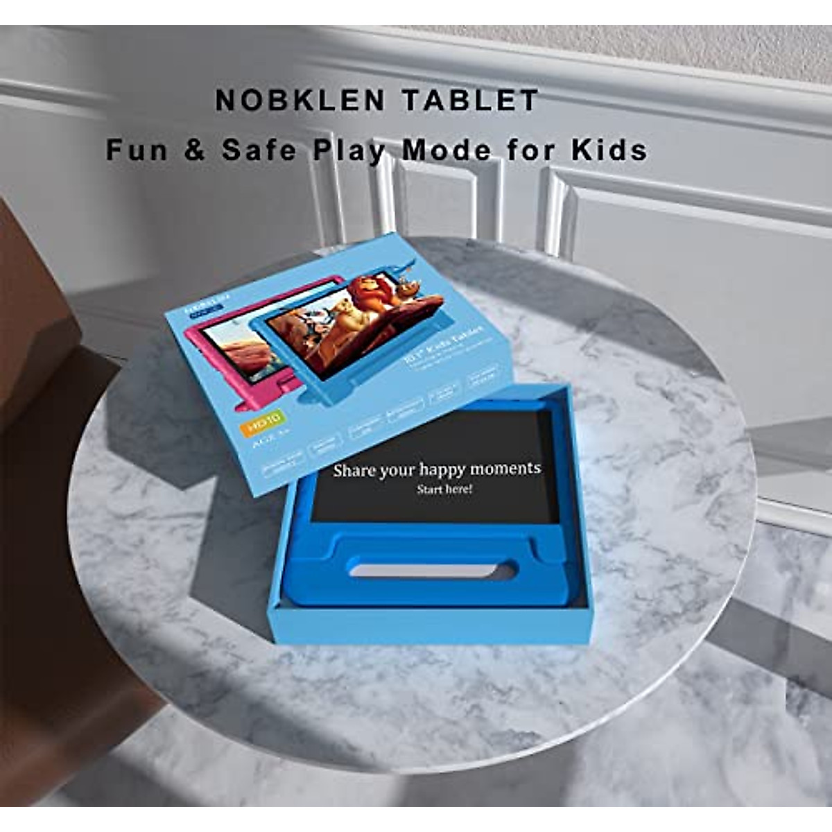 NOBKLEN Kids Tablet 10 Inch, Android 13, 4GB+64GB, 8-Core CPU, WiFi 6, 12H Battery Life, Parental Control, 1280 * 800 HD Display, Dual