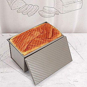 LIULDASHUN Bread Mold, Gold Aluminium Alloy Non Stick Baking Mold With Sliding Cover, Bread Meatloaf Homemade Cakes Baking Bread Pan Kitchen Supplies