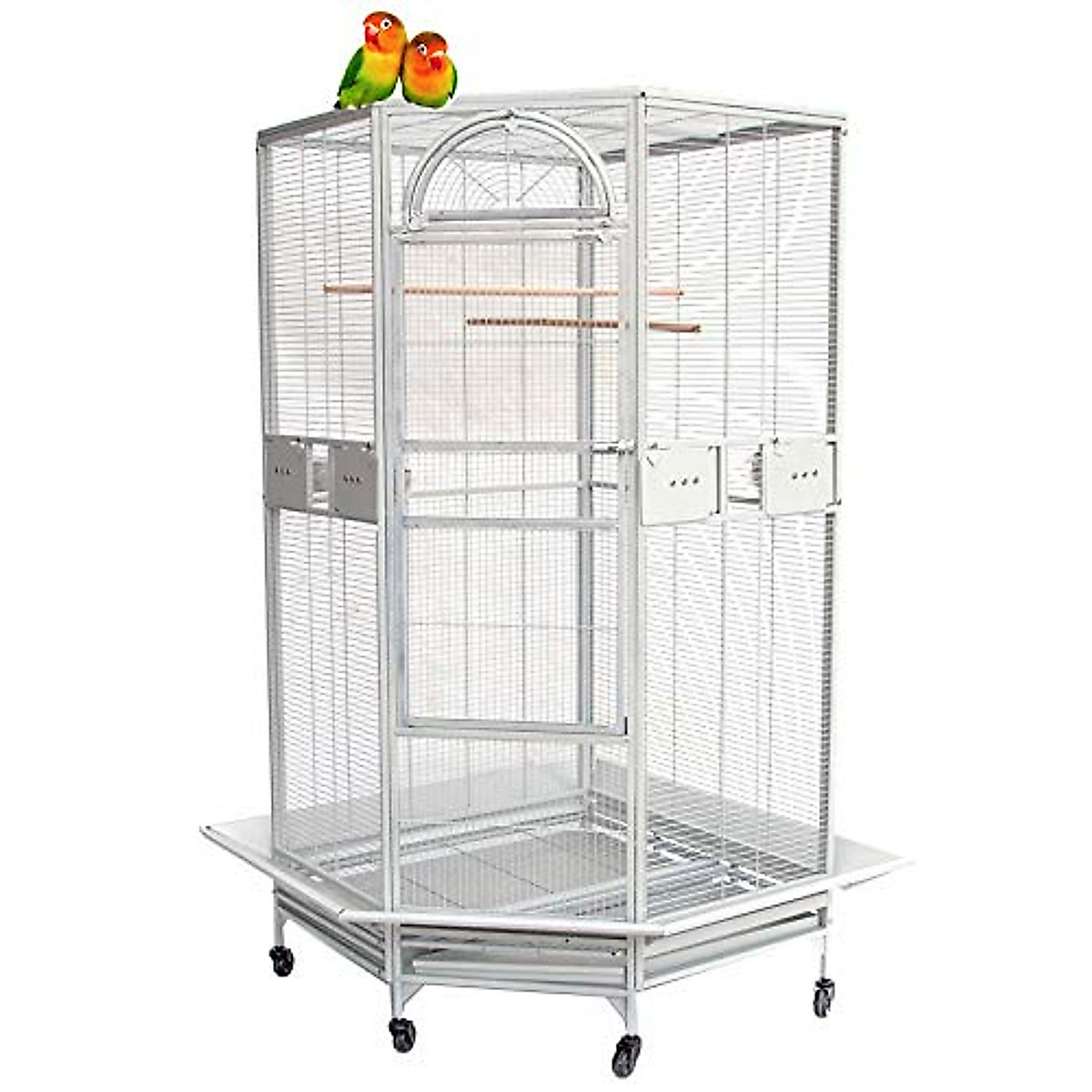 Extra Large Corner Flight Bird Rolling Cage for Cockatiel Aviary Canary Parakeet Budgies Parrot with Metal Seed Skirts