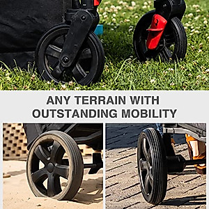 EVER ADVANCED Side-Unzip Wagon Stroller for 2 Kids, Push Pull Stroller with Adjustable Handle-Bar, Easy Access Front Zipper Door, 5-Point Harness Removable UV-Protection Canopy Shock-Absorbing Wheels