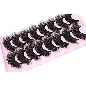 False Eyelashes Thick 20MM Lashes Mink Fluffy Volume 3D Fake Eyelashes Dramatic Full Long Faux Mink Eye Lashes Pack 8 Pairs Big Curly False Lash ALICROWN