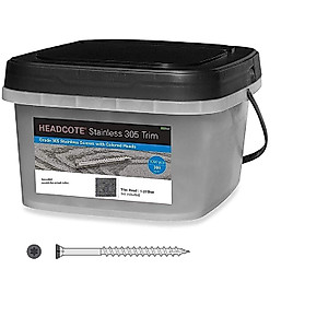 Headcote #8 x 2-1/2" - #55 Dark Slate - Stainless Steel Trim Head Deck Screws - 1050 pc. Contractor Pack for 300 Sq. Ft. of Decking - STX55K08250