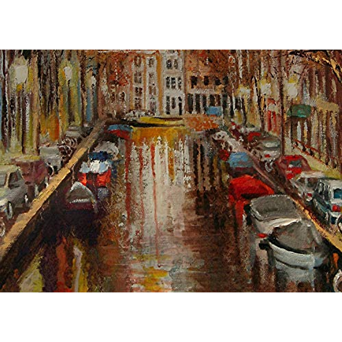 (SOLD) Winter's Arrival, Amsterdam - canal of the Netherlands by internationally renown painter Yary Dluhos