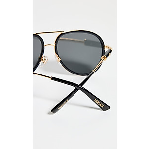 Versace Women's Classic Aviator Sunglasses, Black, One Size