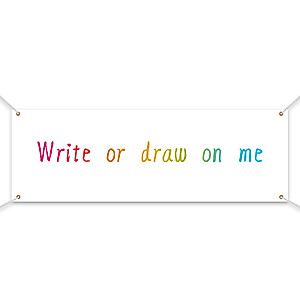 Large Banners and Signs Blank Banner Polyester Oxford Cloth Sublimation Banner with Hanging Rope for Indoor Wall Outdoor Easy Hang Signs DIY Banner Signs for Business Office (White,2 x 6 Feet)