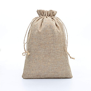 Burlap Bags, 25 Packs 8''x12'' Drawstring Gift Bag Burlap Candy Pouch Party Favor Linen Pockets for Wedding Birthday Party Halloween Thanksgivings Christmas New Year Valentine's Day (8''x12'')