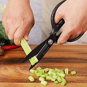 Sunnecko Kitchen Scissors All Purpose Heavy Duty Scissors Titanium Coated, Food Scissors Dishwasher Safe, Micro Serrated with Detachable Blades