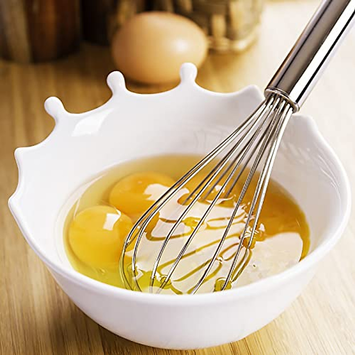 Whisks for Cooking, 3 Pack Stainless Steel Whisk for Blending, Whisking, Beating and Stirring, UPDATE Version Balloon Wire Whisk Set, 8''+10''+12''