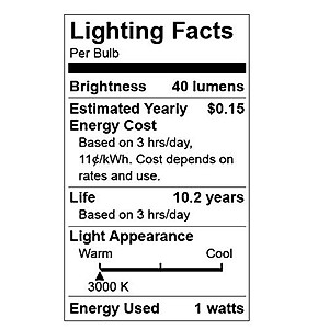 Taysing LED Night Light Bulb G14 1 Watt Low Wattage Globe Small 10W Equivalent E26 Medium Screw Base Bathroom Vanity Porch Outdoor String Light Bulbs 6 Pack 3000K