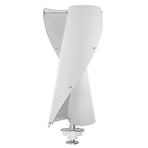 Wind Turbine Wind Generator Kit, 2 Ring Blades Wind Turbine with Controller 400W 12V DC, Vertical Axis Wind Generator Kit Wind Generator Windmill for Home Garden Boat Street Lighting (White)