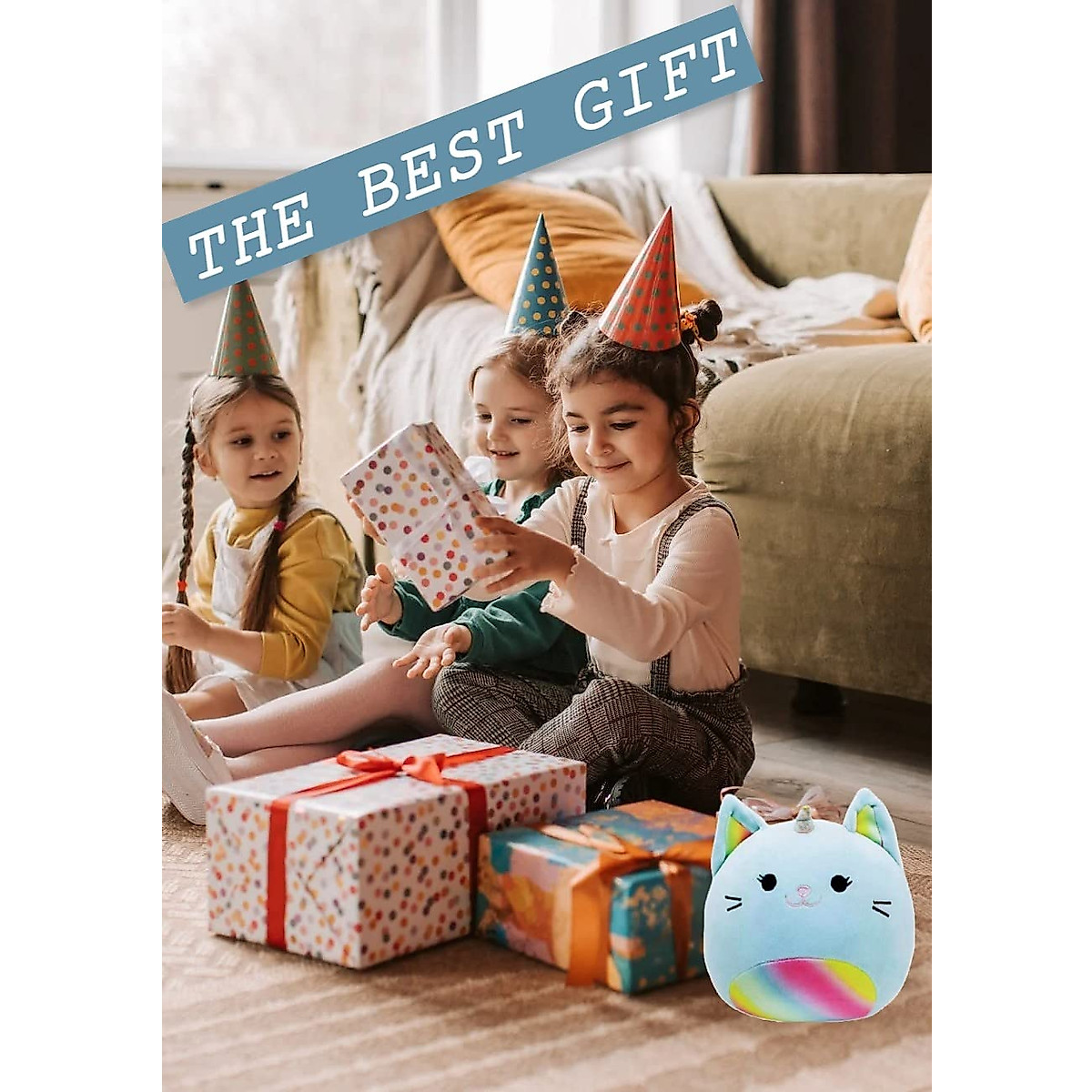 Irakaia Stuffed Rainbow Cat Unicorn Animal Plush Toy, Cute 8 Inch Ultrasoft Kawaii plushies (Caticorn)