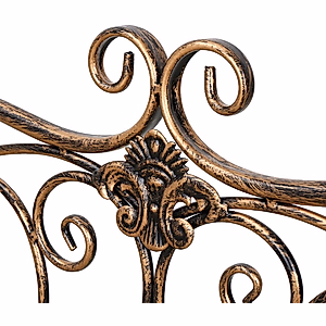 HLC Antique Bronze Metal Garden Bench Chair 2 Seater for Garden, Yard, Patio, Porch and Sunroom