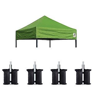 Eurmax USA Pop Up Canopy Replacement Canopy Tent Top Cover, Instant Canopy Top Cover ONLY,Bonus 4PC Pack Canopy Weight Bag(5x5,Field Green)