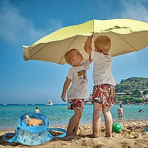 RIMOBUL Sand Away Beach Treasures Seashell Pocket Mesh Bags - Set of 2 (Large) (Baby Blue)