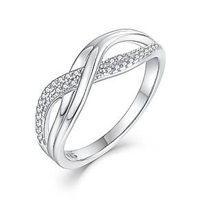 STARCHENIE Infinity Ring for Women 925 Sterling Silver Twisted Knot Ring Infinity Statement Rings Size 7