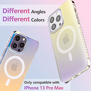 Dosanlues Magnetic Iridescent for iPhone 13 Pro Max Case for Women Girls, Translucent Compatible with MagSafe Slim Protective Cover 6.7inch