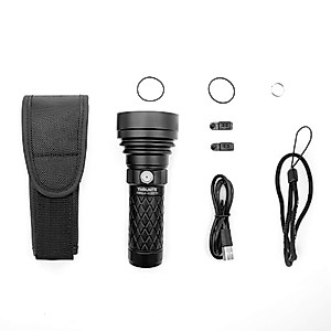 ThruNite Catapult V6 SST70 LED Rechargeable Flashlight, 756 Yard Throw, 2836 High Lumens Bright Searchlight, Long Beam Distance Flashlight for Hiking, Camping, and Hunting, Black, Cool White - CW