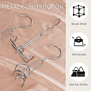 ZEDODIER Purse Hanger, Purses Bags Holder for Closet 8 Pack Stackable Purse Storage Hook Closet Organizer Metal Space Saving Hanger, Silver