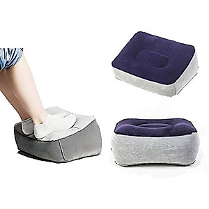 Inflatable Travel Foot Rest Pillows, Air Foot Rest Pillow Inflatable Footrest Cushion for Travel, Office and Home, Perfect Airplane Travel Accessories, Car Seat Footrest, Leg Rest Pillow