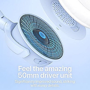 YOWU RGB Cat Ear Headphone 4, Upgraded Wireless & Wired Gaming Headset with Attachable HD Microphone -Active Noise Reduction, Dual-Channel Stereo & Customizable Lighting and Effect via APP (Blue)