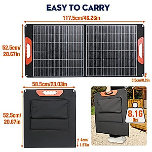 100W Portable Solar Panel Charger for RV & Camping Essentials Solar Power Kit for Home w/ DC & USB Outputs