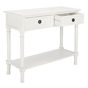 Safavieh Home Collection Allura Distressed White 2-Drawer Bottom Shelf Console Table