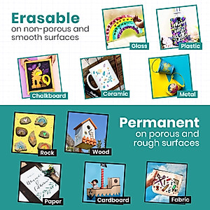 Chalkola Chalk Markers for Chalkboard, Blackboard, Window, Bistro, Car Glass, Board, Mirror (10 Pack, 6mm) - Wet Wipe Erasable Liquid Chalk Pens Paint Ink - 6mm Reversible Tip Chalkboard Markers