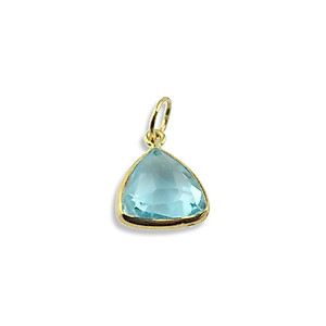 Blue Topaz Checkerboard Charm 8mm Trillion Cut Handmade In 14k Yellow Gold