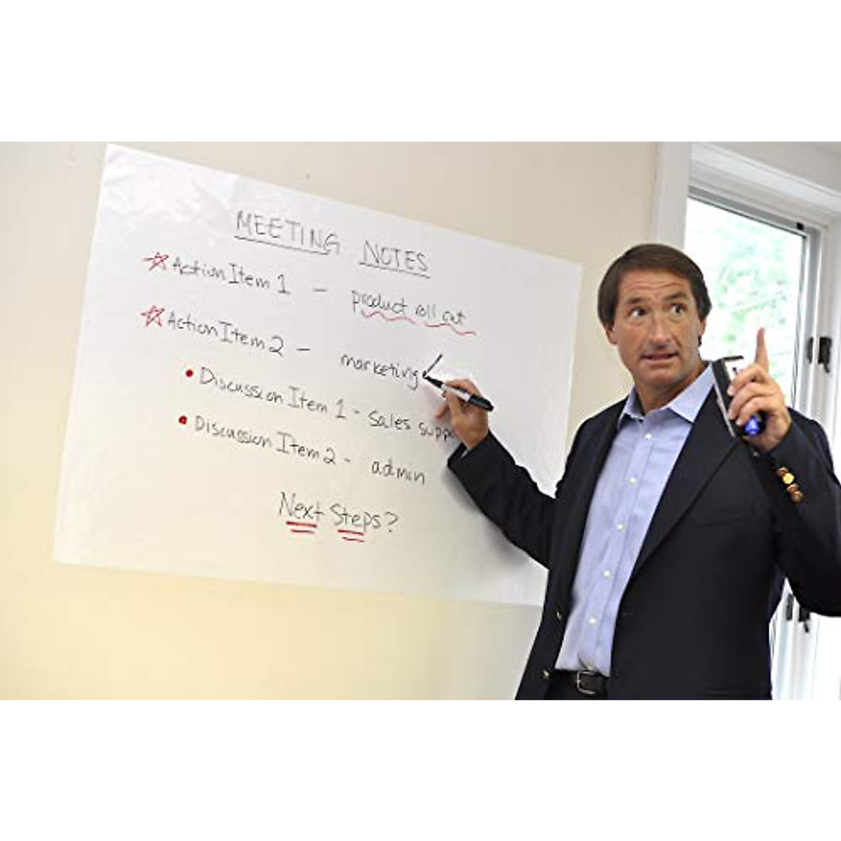 Wizard Wall® Instant Whiteboard, Repositionable Dry Erase Surface, 13” x 25’ Roll