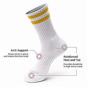 MONFOOT Women's and Men's 8 Pairs Athletic Cushion Crew Socks Striped Large, multipack