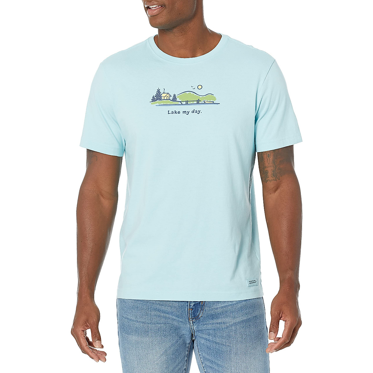 Life is Good Men's Standard Vintage Crusher Graphic T-Shirt Lake My Day, Beach Blue, 3X-Large