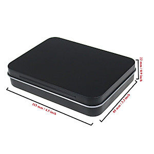 22 Pack Empty Rectangular Metal Storage Organizer Tins with Hinged Lids for Small Items and Other Craft Projects, 4.5 x 3.3 x 0.9 inch (Black)