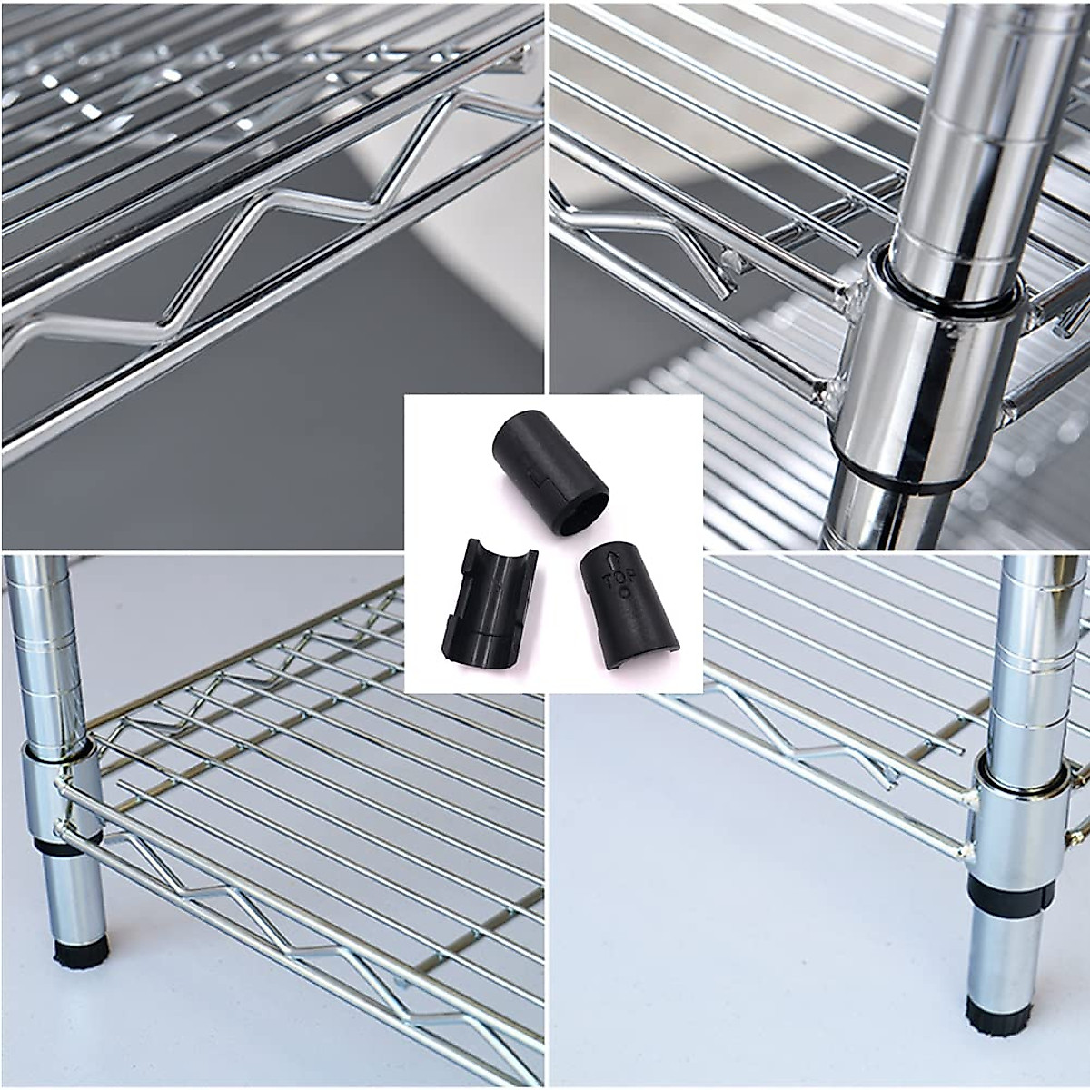 Swesy 72 Pack 36 Pairs Wire Shelving Shelf Lock Clips for 1 inch Post- Shelving Sleeves Replacements for Wire Shelving System