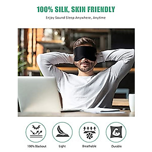 Silk Sleep Mask, 2 Pack 100% Real Natural Pure Silk Eye Mask with Adjustable Strap, Eye Mask for Sleeping, BeeVines Eye Sleep Shade Cover, Blocks Light Reduces Puffy Eyes Gifts