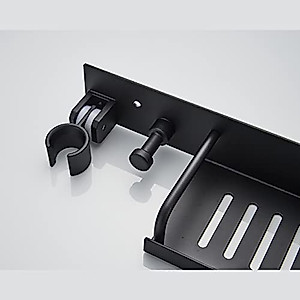 LUYU Three-in-one Adjustable Shower Arm Mount with shelf and hook Bidet Sprayer Arm Mount for Toilet, Handheld Sprayer Arm Mount Dual installation methods -adhesive and drilling