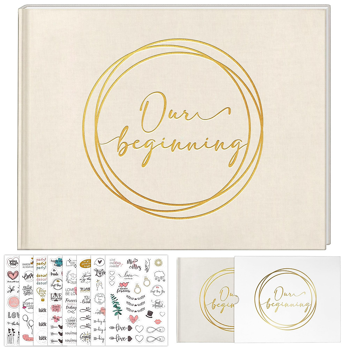 Premium Wedding Guest Book Set, Includes Slipcase Box, 100 Pages, and 200 Stickers, Perfect for Wedding Reception, Bridal Shower, and Special Events