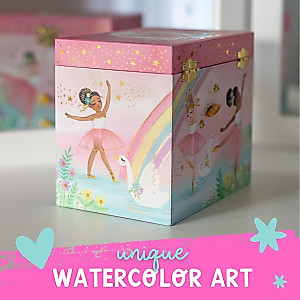 Musical Ballerina Jewelry Box for Girls - Kids Music Box with Spinning Ballerina, Ballet Birthday Gifts for Little Girls, Jewelry Boxes, 6.8 x 5.3 x 6 in - Ages 3-10, Pink