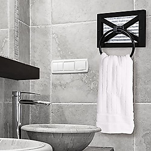 Autumn Alley Farmhouse Decor Hand Towel Ring for Bathroom - Rustic Hand Towel Holder - Rustic Towel Rack Ring Holder, Wall Mounted, Bathroom Decor Towels Mix of Wood, Galvanized Metal, Black Wood