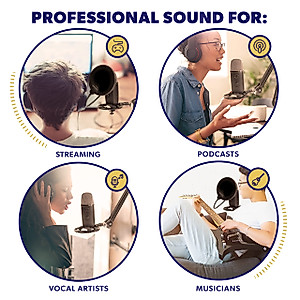 Auphonix Silver PRO Microphone Shock Mount – Shockmount Compatible w/Blue Yeti, Yeti Pro, & Snowball Mic