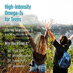 Nordic Naturals Ultimate Omega 2X Teen, Strawberry - 60 Mini Soft Gels - 1120 mg Total Omega-3s with EPA & DHA - Brain Health, Positive Mood, Social Development, Learning - Non-GMO - 30 Servings