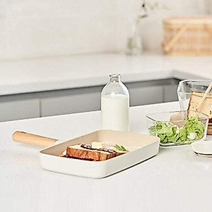 Fika NEOFLAM Brunch Pan for Stovetops and Induction | Wood Handle | Made in Korea (11.4 inches X 8 inches)