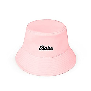 xo, Fetti Bachelorette Party Decorations Pink Babe Bucket Hat | Bridesmaid Gift, Pastel Pink and Black Embroidered, Cotton, Group Gift